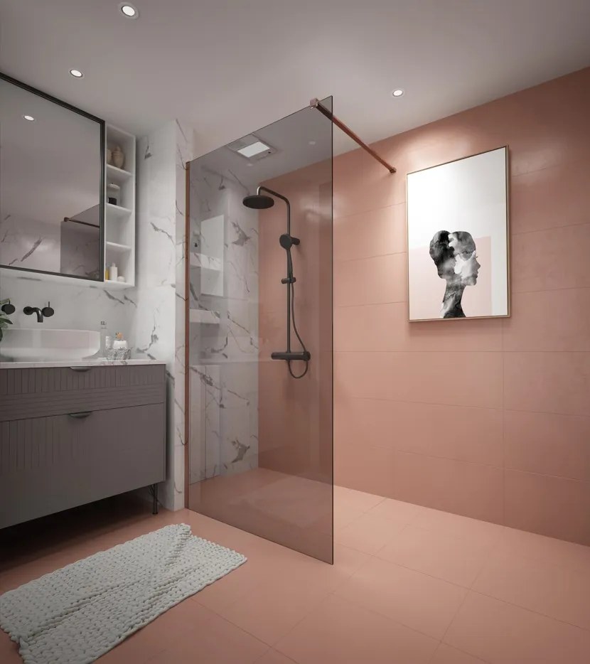 Erga Paris, sprchová zástěna Walk-In 30x200 cm, 8mm šedé sklo, měděný matný profil, ERG-V02-PARIS-030x200-GR-CO