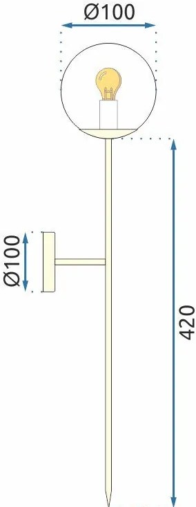 Toolight - nástěnná černá lampa 52cm APP577-1W, černá, OSW-08755