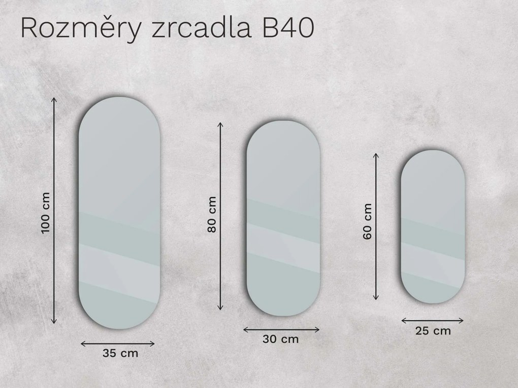 Zelené zrcadlo Base B40 25×60