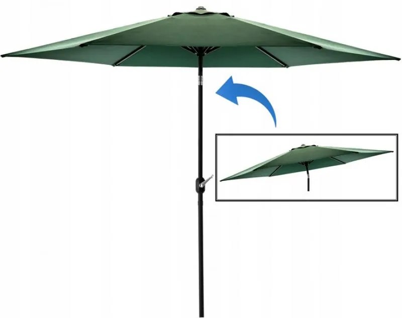 Zahradní slunečník s ochranným obalem VELLO 300 cm zelený