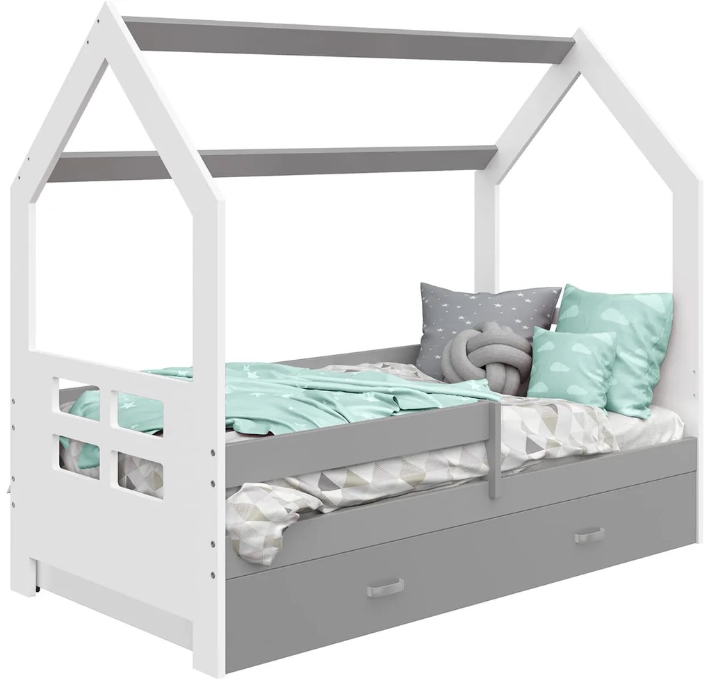 Dětská postel Domeček 160x80 D3D bílá s roštem