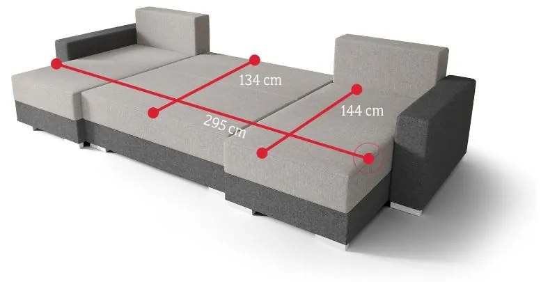 Expedo Sedací souprava do U RADO, 339x90x152, kornet 18/rainbow 27