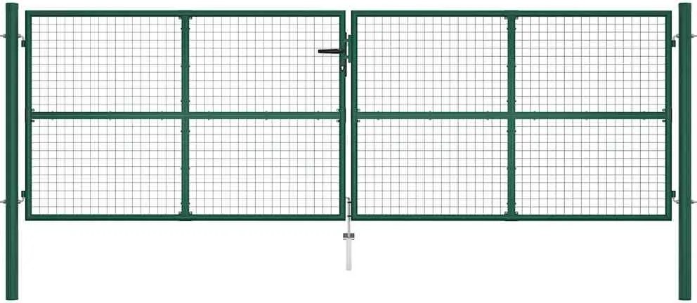 Pletivá zahradní branka ocelová 400 x 125 cm zelená 145749