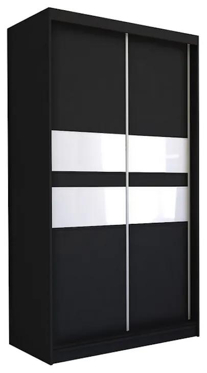 Expedo VÝPRODEJ Skříň s posuvnými dveřmi IRIS, černá/bílé sklo, 150x216x61