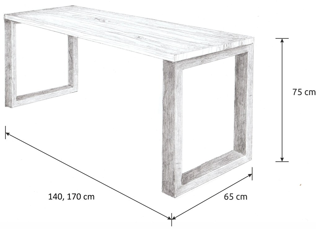 Wooded Pracovní stůl Rochester z masivu DUB 170x65 cm