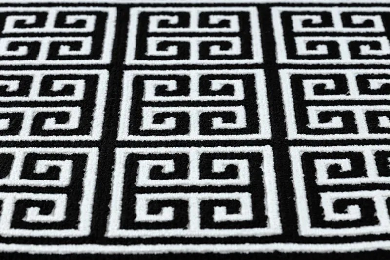 Dywany Łuszczów, Běhoun Gloss 6776 85 greek black/ivory, 80x200, černobílá, ložnice