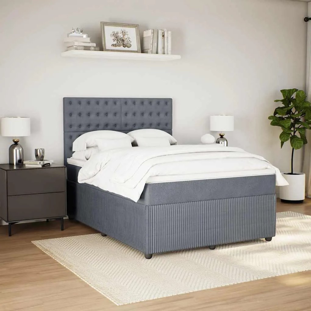 Box spring postel s matrací tmavě šedý 140 x 190 cm samet 3294647