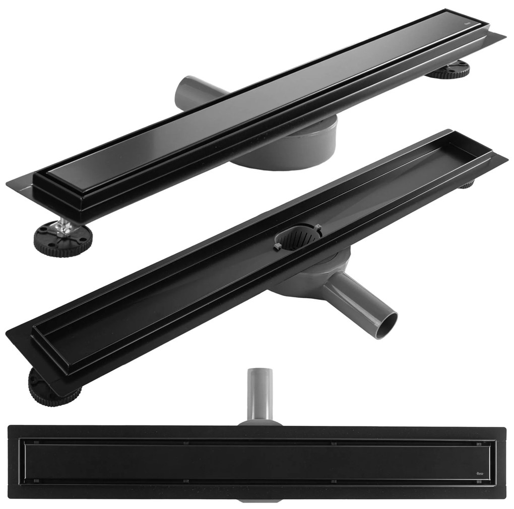 Rea Neox Pro Black, odtokový sprchový žlab 70 cm, černá matná, REA-G7802