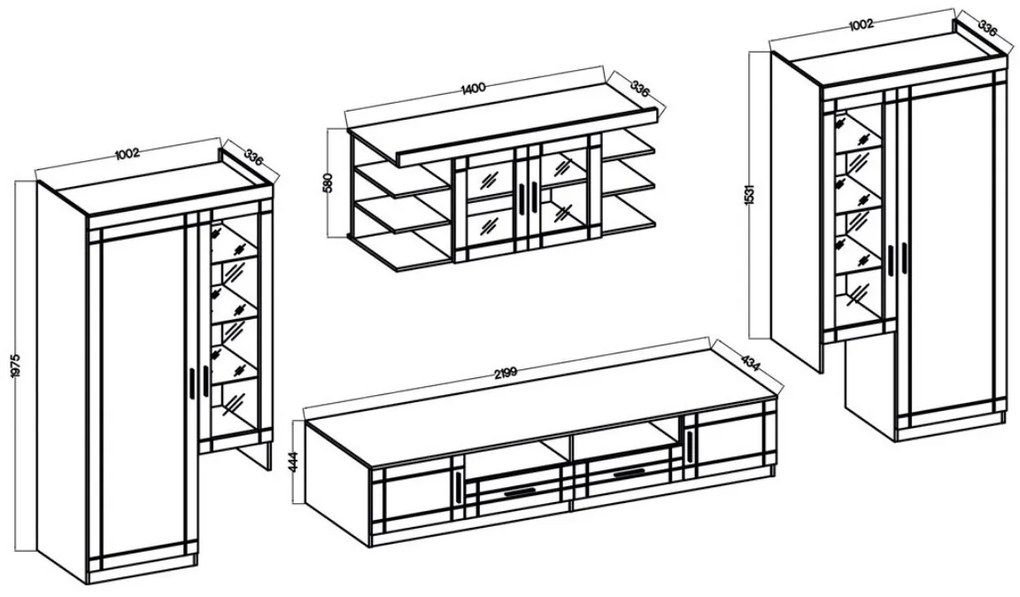 FALCO Bytová stěna Parker Odstín: Dub sonoma