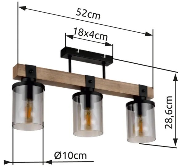 Brilagi - Přisazený lustr VISTA 3xE27/60W/230V dub