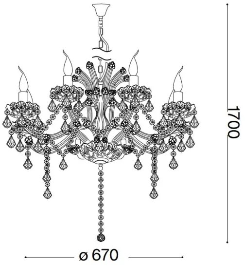 Ideal Lux - Křišťálový lustr na řetězu NAPOLEON 8xE14/40W/230V pr. 67 cm chrom
