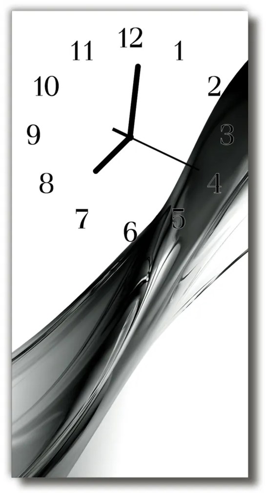 Skleněné hodiny vertikální Abstrakce, černá bílá čára