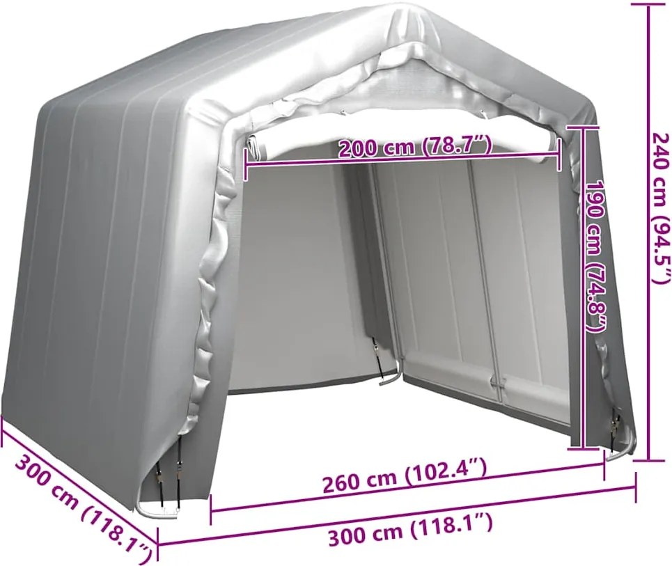 Úložný stan 300 x 300 cm ocel šedý 3079587