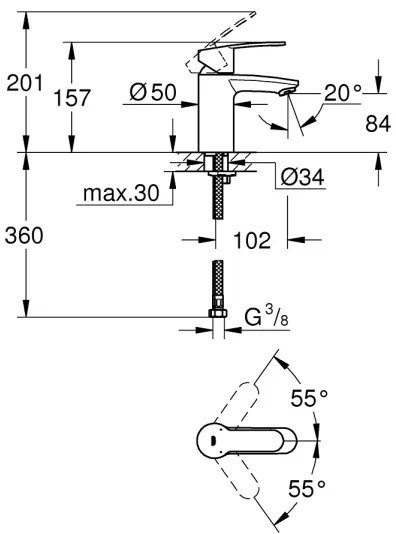 GROHE 3246820E - Umyvadlová baterie EUROSTYLE COSMOPOLITAN velikost S chrom