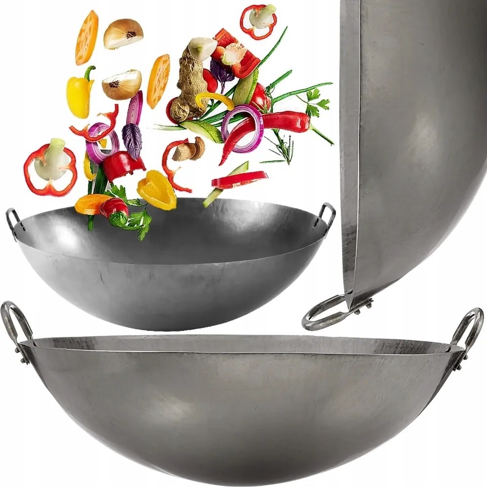 Čínská velká pánev Wok z uhlíkové oceli 18 palců Průměr 45 cm Proorient