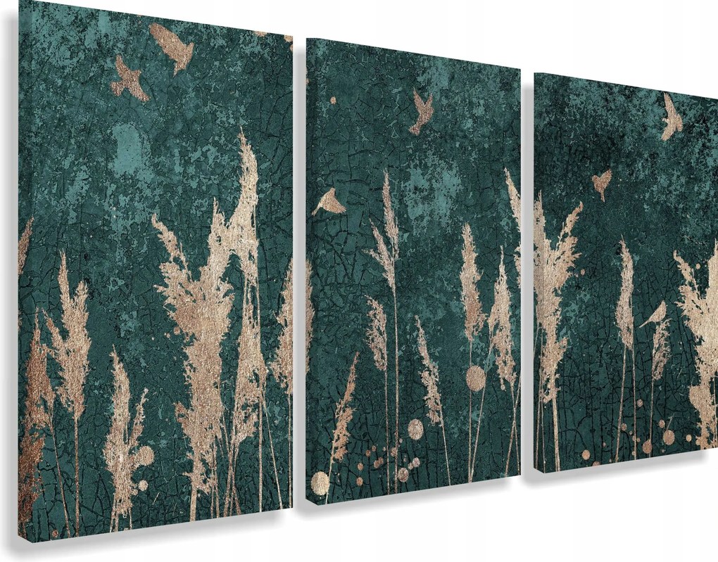 Obraz na zeď Triptych do obývacího pokoje Moderní zelený kámen Mramor 90x180 cm