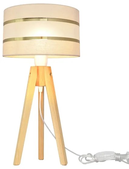 Stolní lampa HELEN 1xE27/15W/230V krémová/zlatá/borovice