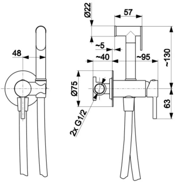 KFA Armatura 5039-512-31 - Bidetová baterie se sprškou pro pod. ins. MOZA zlatá