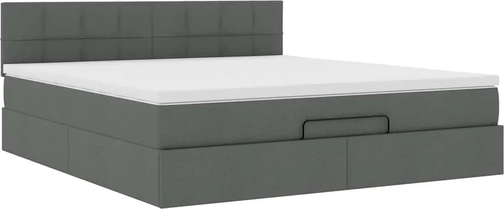 Osmanský rám postele s matrací tmavě šedá 160x200cm textil 3312320
