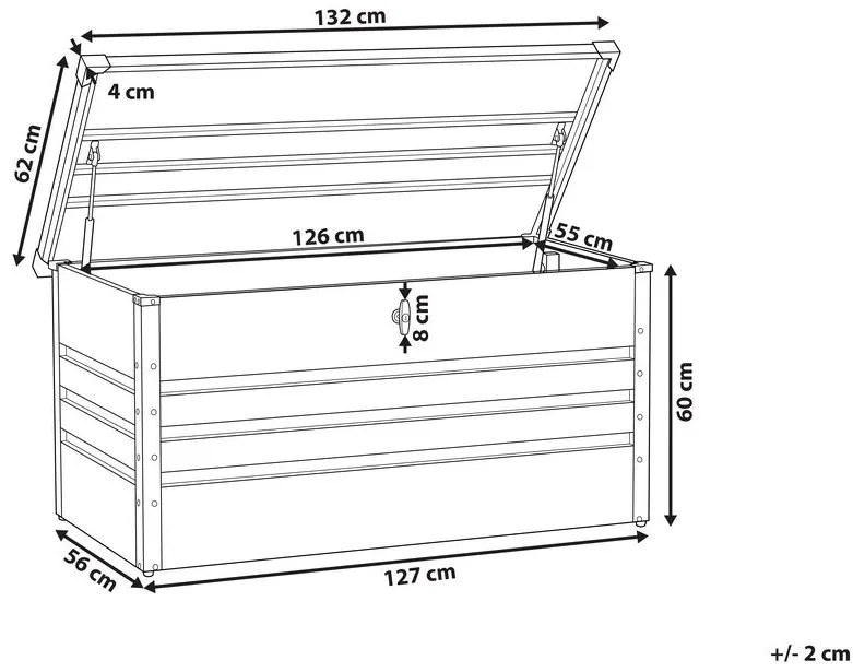 Zahradní úložný box 132 x 62 cm šedý CEBROSA Beliani