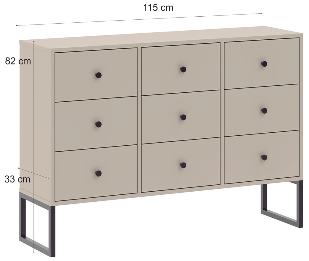 Komoda LINEA 9S kašmírová