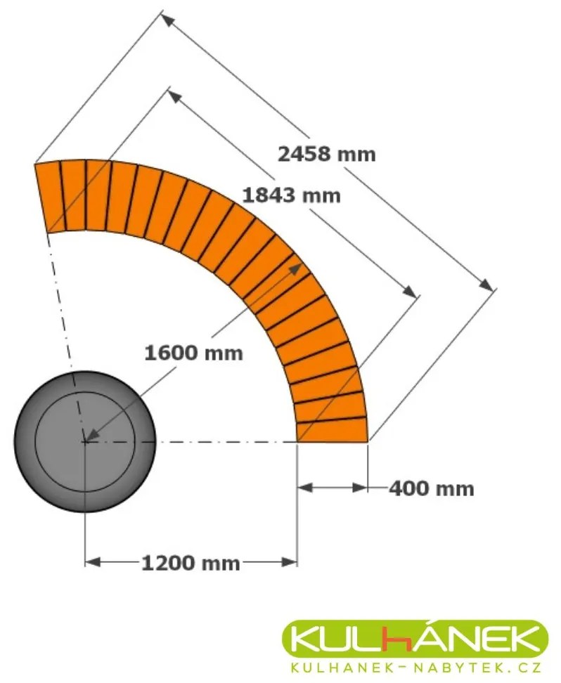 KULHÁNEK Kruhová lavice k ohništi - smrk Odstín nátěru: lazura - dub, Odstín podnože: antracit - RAL 7016