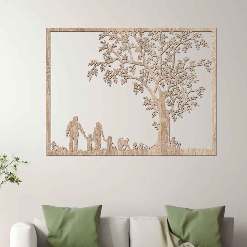 dřevo života Dřevěný strom na zeď RODINA Zvolte rozměr (cm): 95x76, Zvolte barvu dekoru: Černá