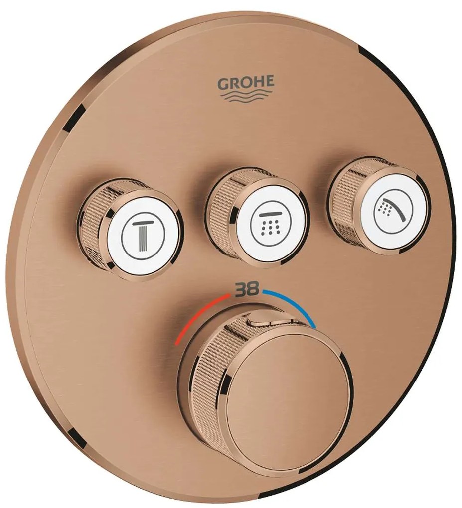 Grohe Grohtherm SmartControl - Termostatická sprchová podomítková baterie, 3 ventily, kartáčovaný Warm Sunset 29121DL0
