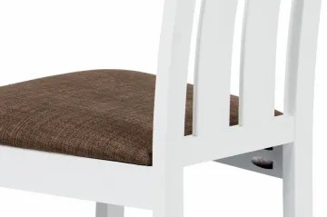 Jídelní židle masiv buk bílá, potah hnědý, BC-2602 WT