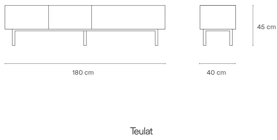 TV stolek v dekoru dubu v bílo-přírodní barvě 180x45 cm Arista – Teulat