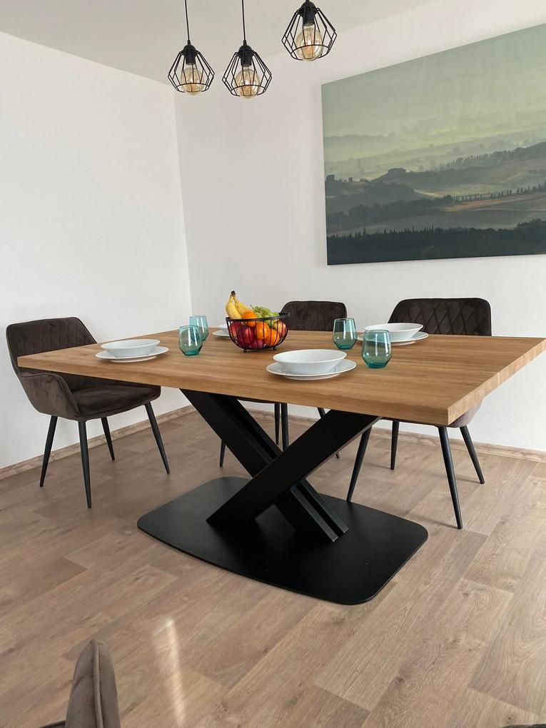 Jídelní stůl z dubového masivu Šik v industriálním designu Velikost Desky: 2000x1000 (mm)