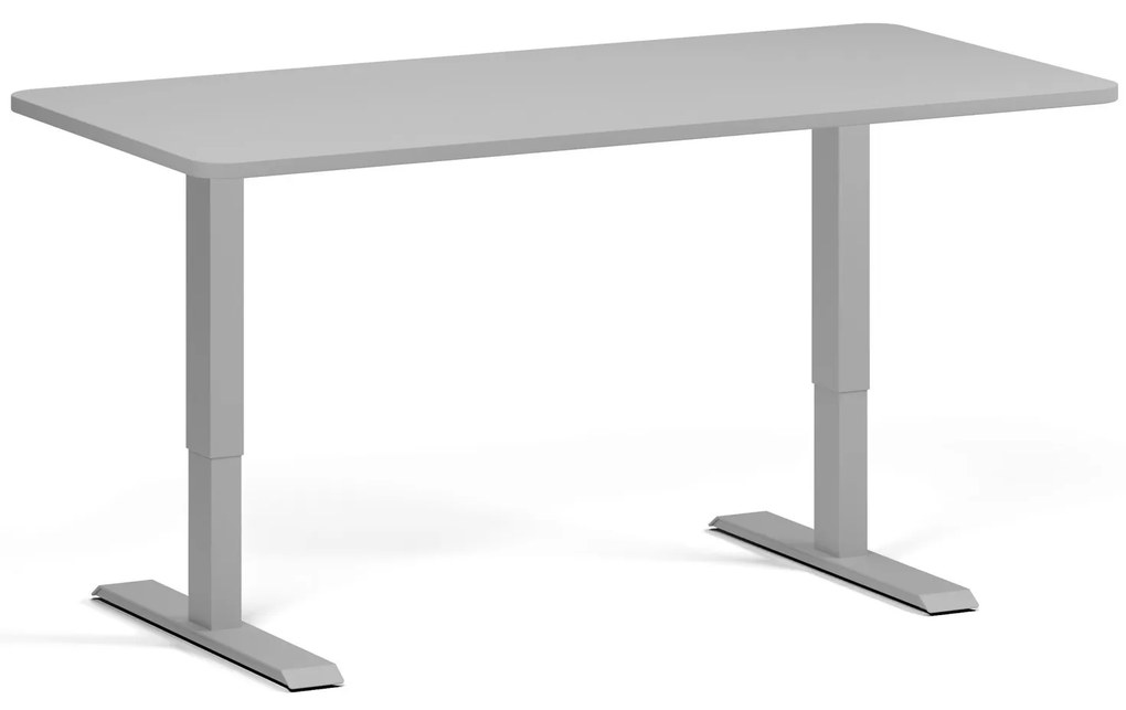 Polohovací stůl se zaoblenými rohy, 160x80 cm, 2 motory, šedá podnož, šedá