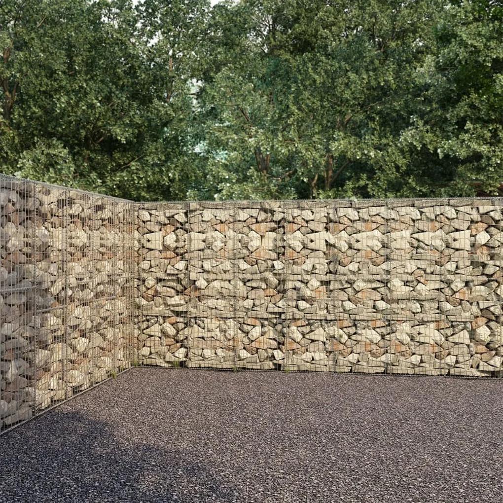 Gabionová zeď s víky z pozinkované oceli 900 x 50 x 200 cm,  144916