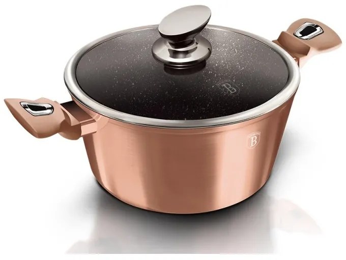 BERLINGERHAUS Kastrol s mramorovým povrchem a poklicí 20 cm Rosegold Metallic Line BH-1514