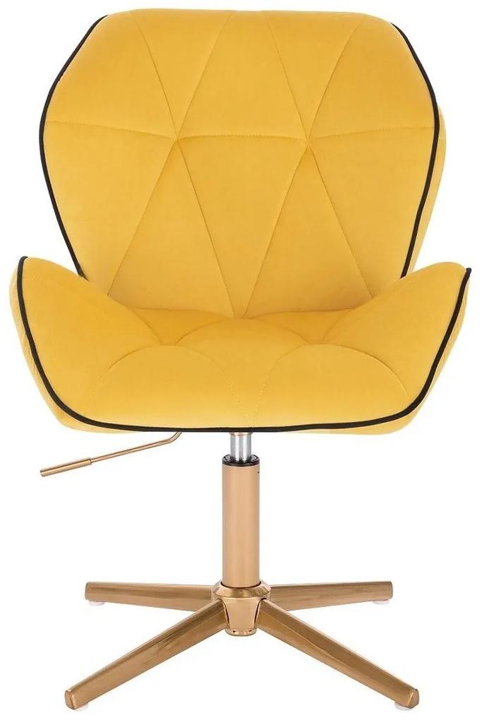 LuxuryForm Židle MILANO MAX VELUR na zlatém kříži - žlutá