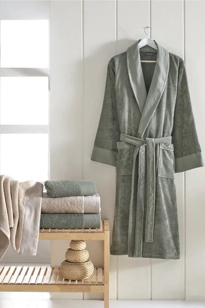 Pánský župan AXEL + ručník + osuška + dárkový box XL Khaki
