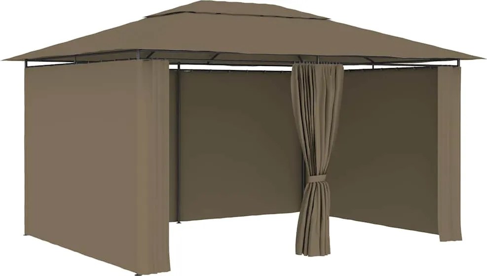 Zahradní altán se závěsy 4 x 3 m taupe 180 g/m² 312232