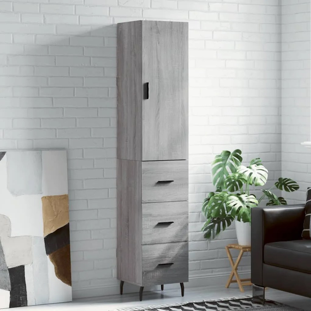 Skříň highboard šedá sonoma 34,5 x 34 x 180 cm kompozitní dřevo