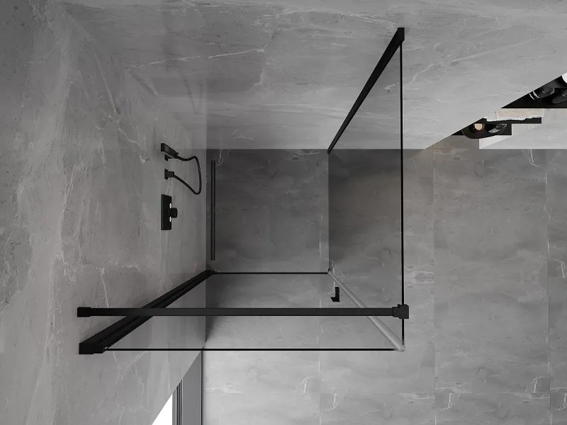 Mexen Mist-B, 1-křídlý výklopný sprchový kout 75 x 75 cm, čiré sklo, černý profil, 8A2T-075-075-70-00