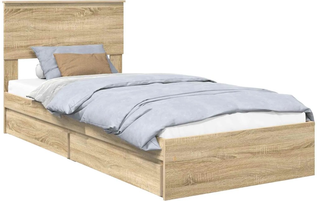 Postel s úložným prostorem se zásuvkou Sonoma dub 90 x 190 cm 3410842