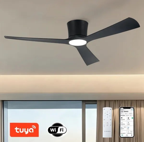 ZEVENTI - LED Stropní ventilátor AUREX LED/24W/230V Wi-Fi Tuya černá + DO