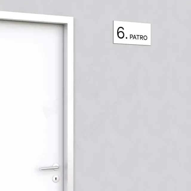 ACCEPT Označení podlaží "6. PATRO" - stříbrná tabulka - černý popis