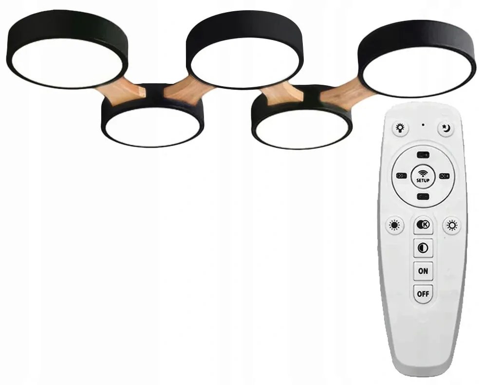 Toolight, LED stropní svítidlo 65x48x4,5cm + dálkové ovládání APP210-3CPR, černá, OSW-08468