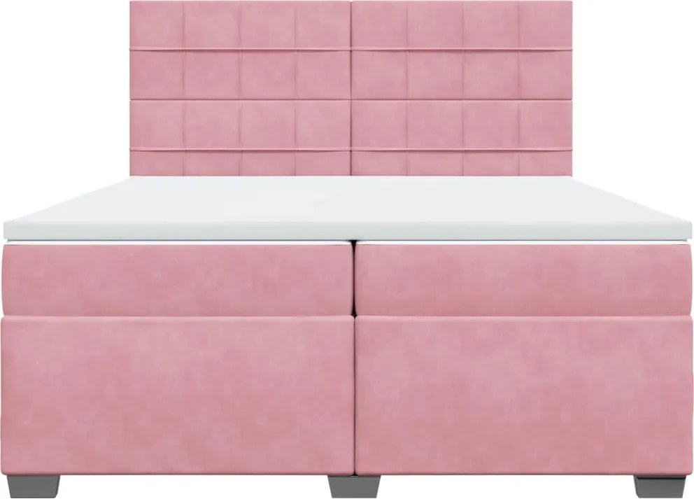 Box spring postel s matrací růžová 200x200 cm samet 3291007