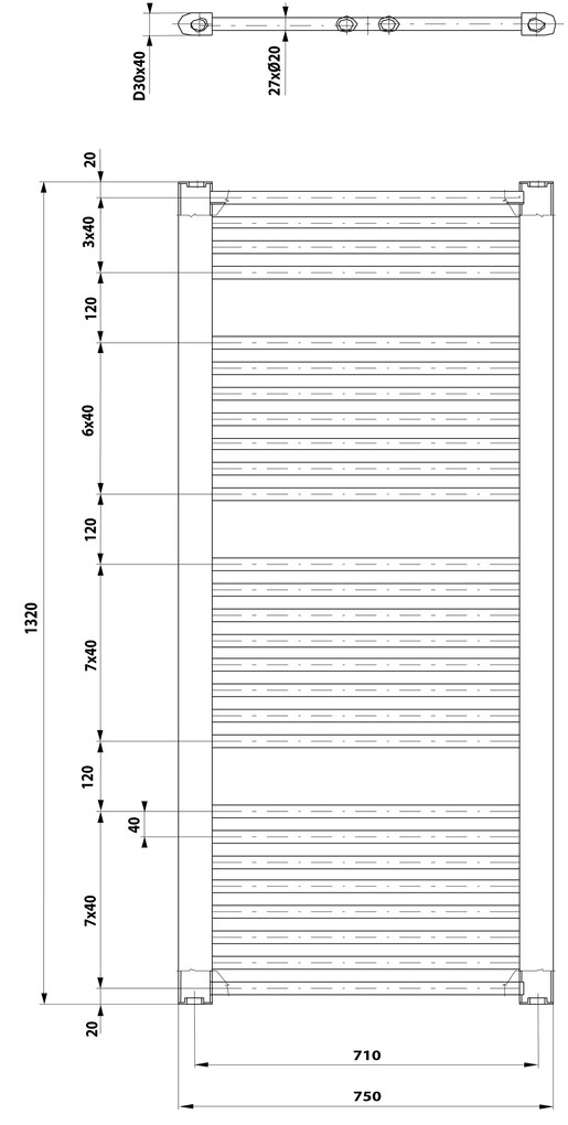 Sapho, DIRECT otopné těleso s bočním připojením 750x1320 mm, 996 W, bílá