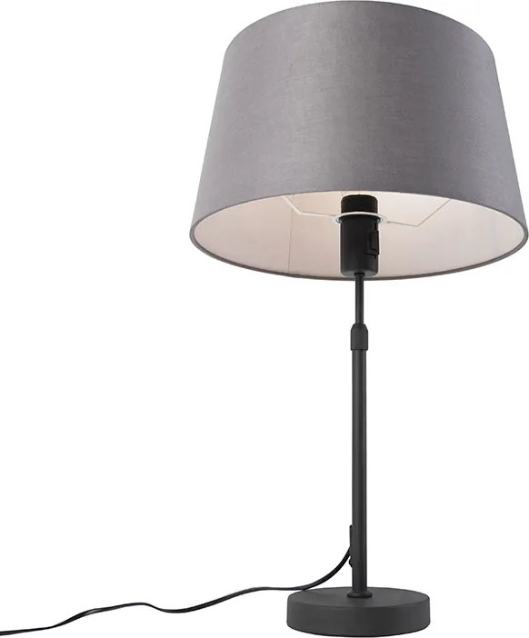 Stolní lampa černá s lněným stínítkem šedá 35 cm nastavitelná - Parte
