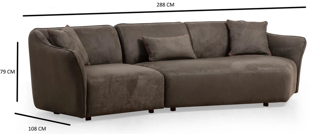 Hanah Home Třímístná pohovka MENTIS hnědá 288 cm