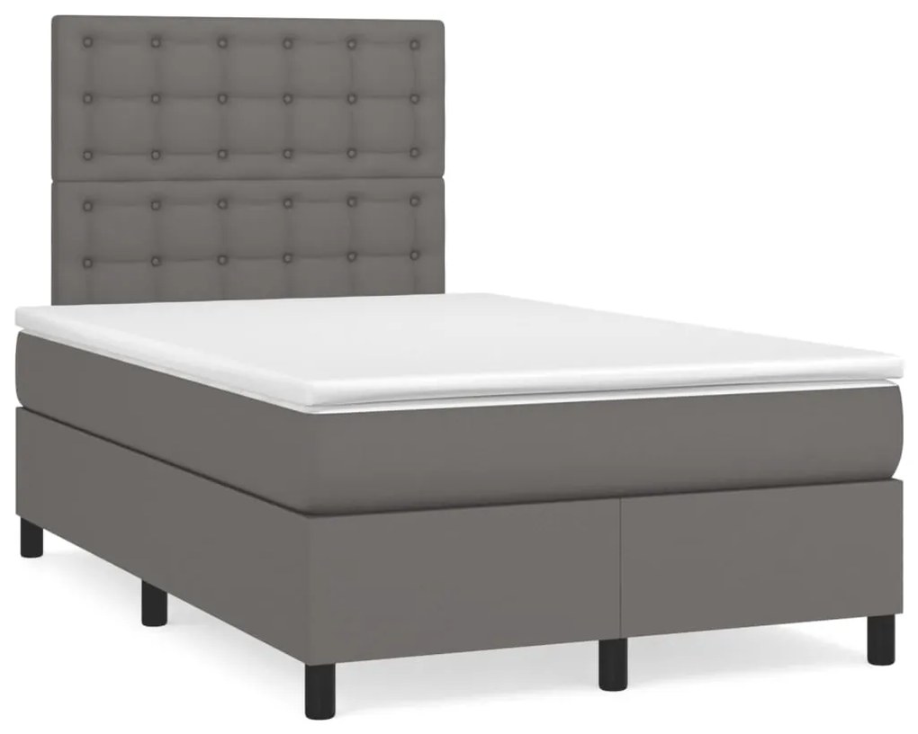 Box spring postel s matrací šedá 120x190 cm umělá kůže