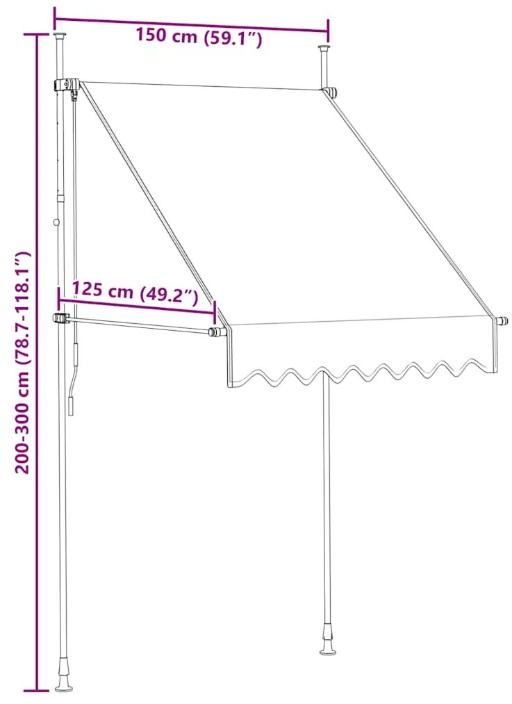 vidaXL Marketos Ručně zatahovací markýza 150 cm krémová