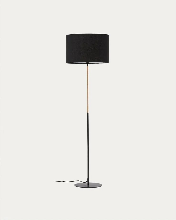 Černá stojací lampa s textilním stínidlem (výška 160 cm) Canar – Kave Home